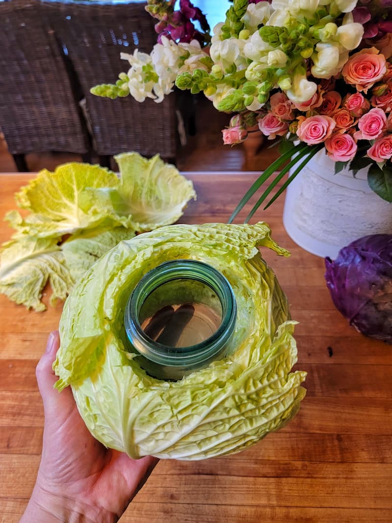 How to Create a Simple DIY Spring Flower Centerpiece Vase Using Cabbage ...